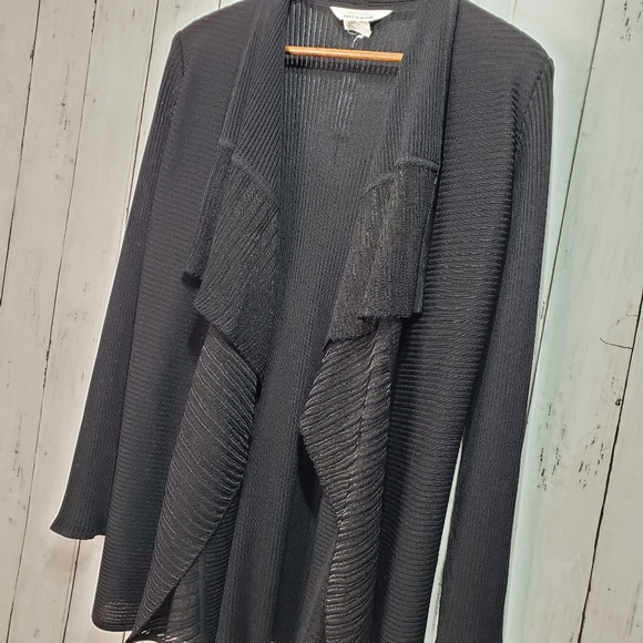 Misook | Sweaters | Exclusively Misook Black Waterfall Open Cardigan ...